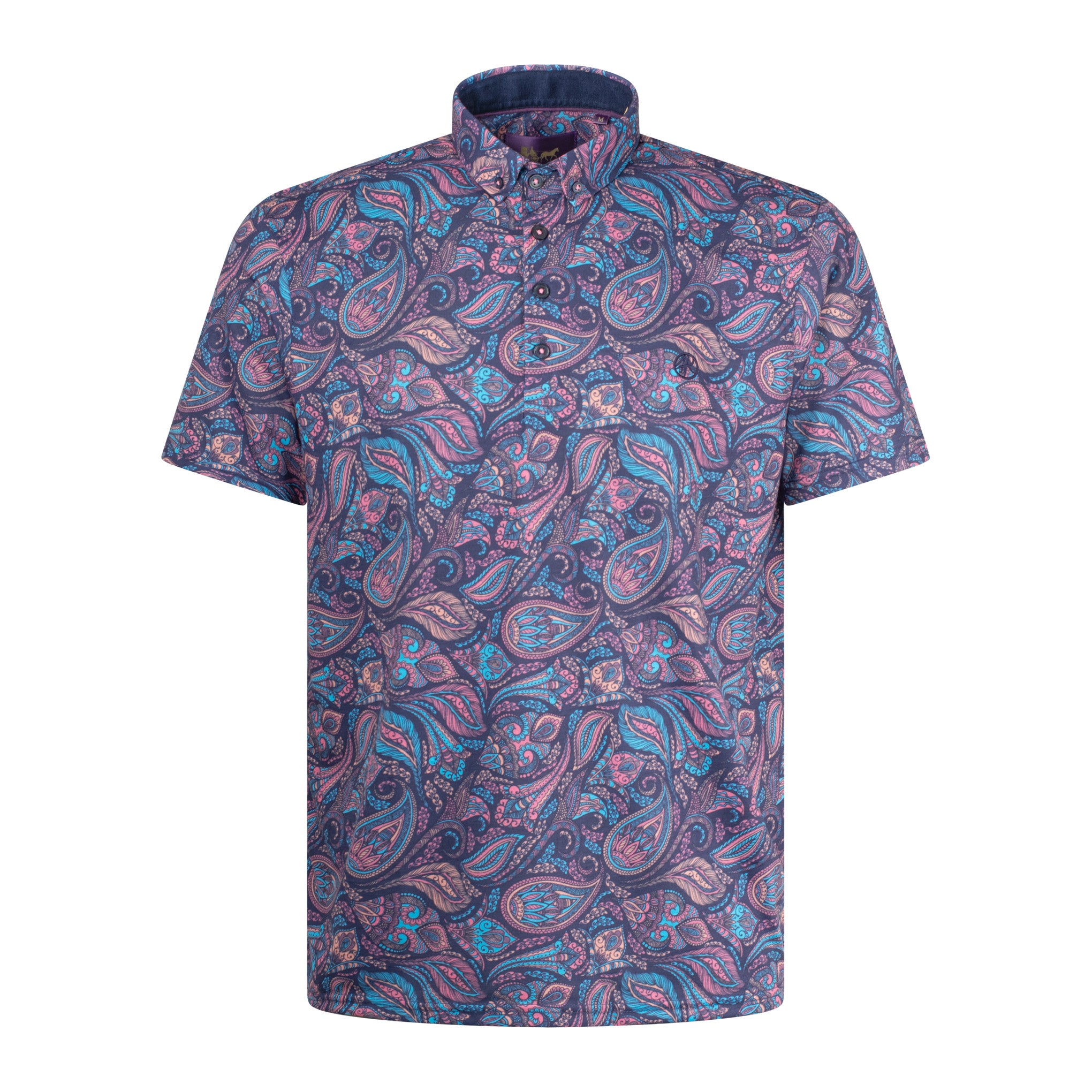 Men's Arthur & Russell Paisley Summer Polo Shirt - Navy Blue – Urban ...