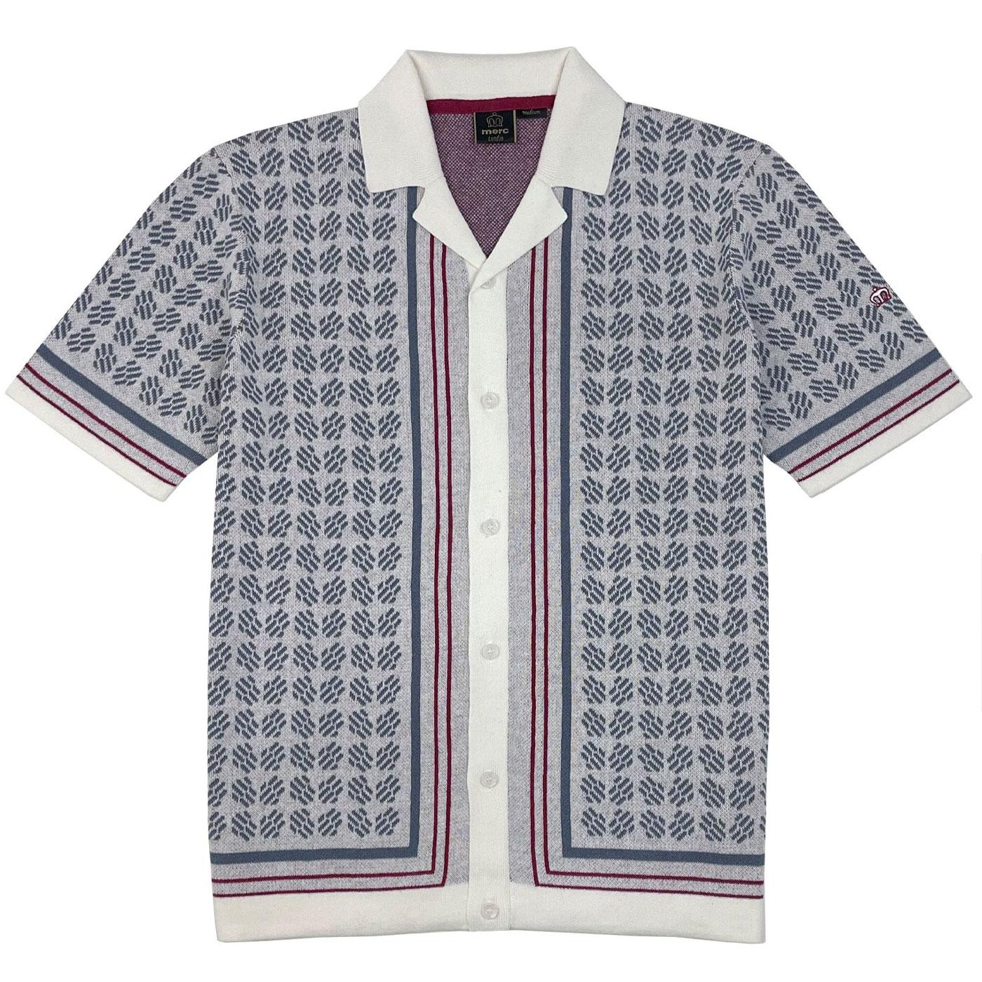 Merc London Dennis Mod Knitted Shirt - White & Blue - Men's – Urban ...